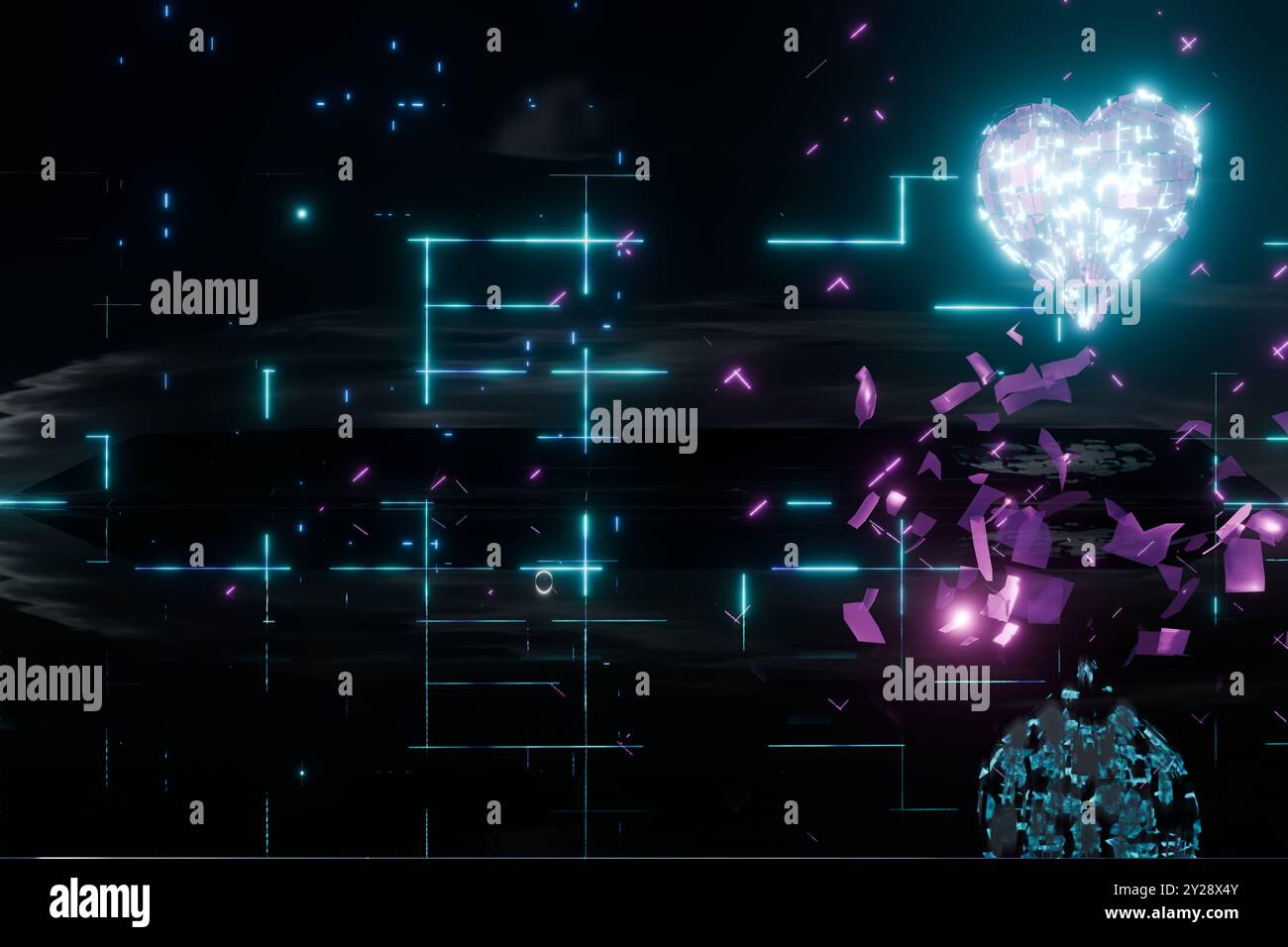 3d render glass shattered heart hi-res stock photography and images - Alamy