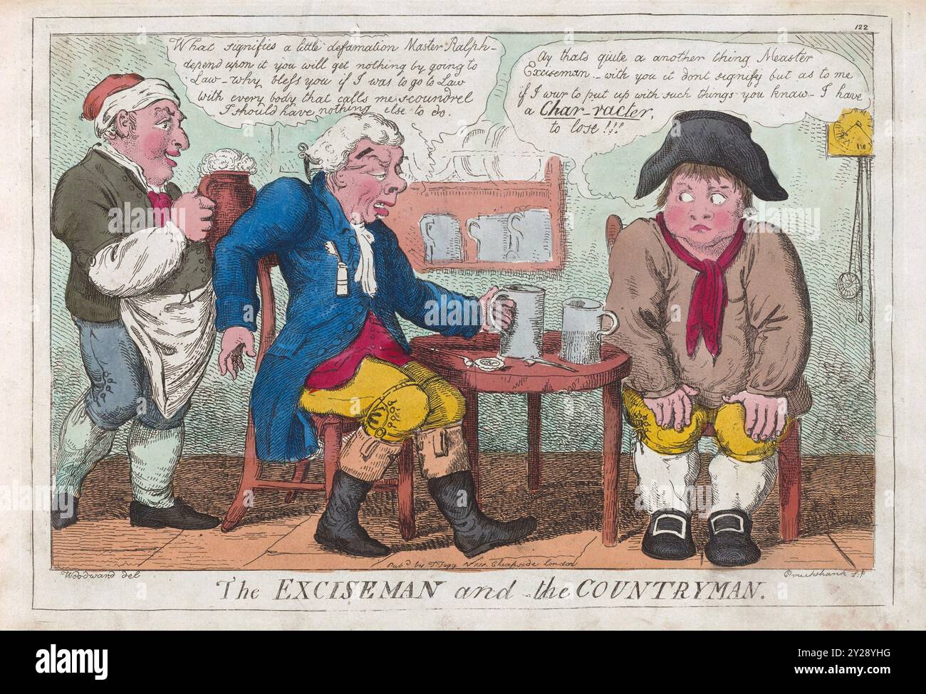 A humorous cartoon of the Excise man and the countryman John Bull ...
