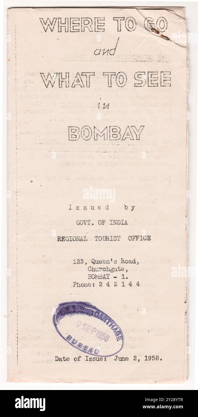 Old guide on Where to Go and What to See in Bombay issued by the ...