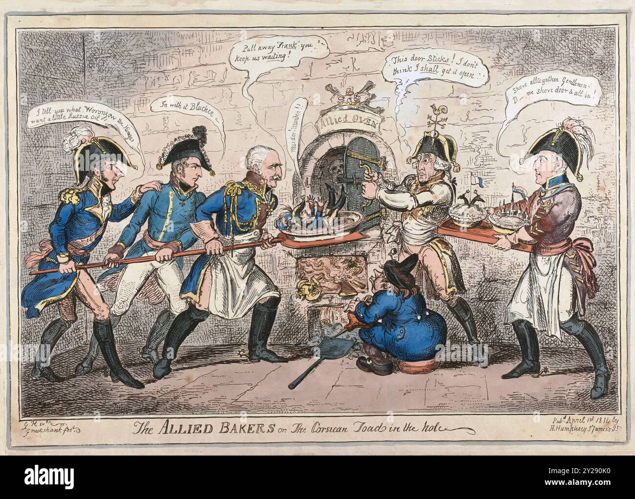 A humorous cartoon of Allied bakers or the Corsican toad in the hole ...