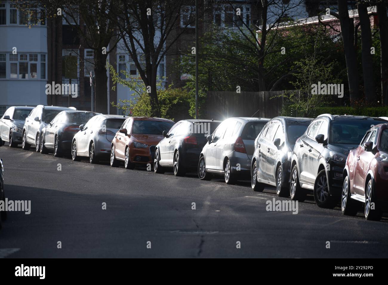 Transportation in London city, driving car and street parking, roads ...