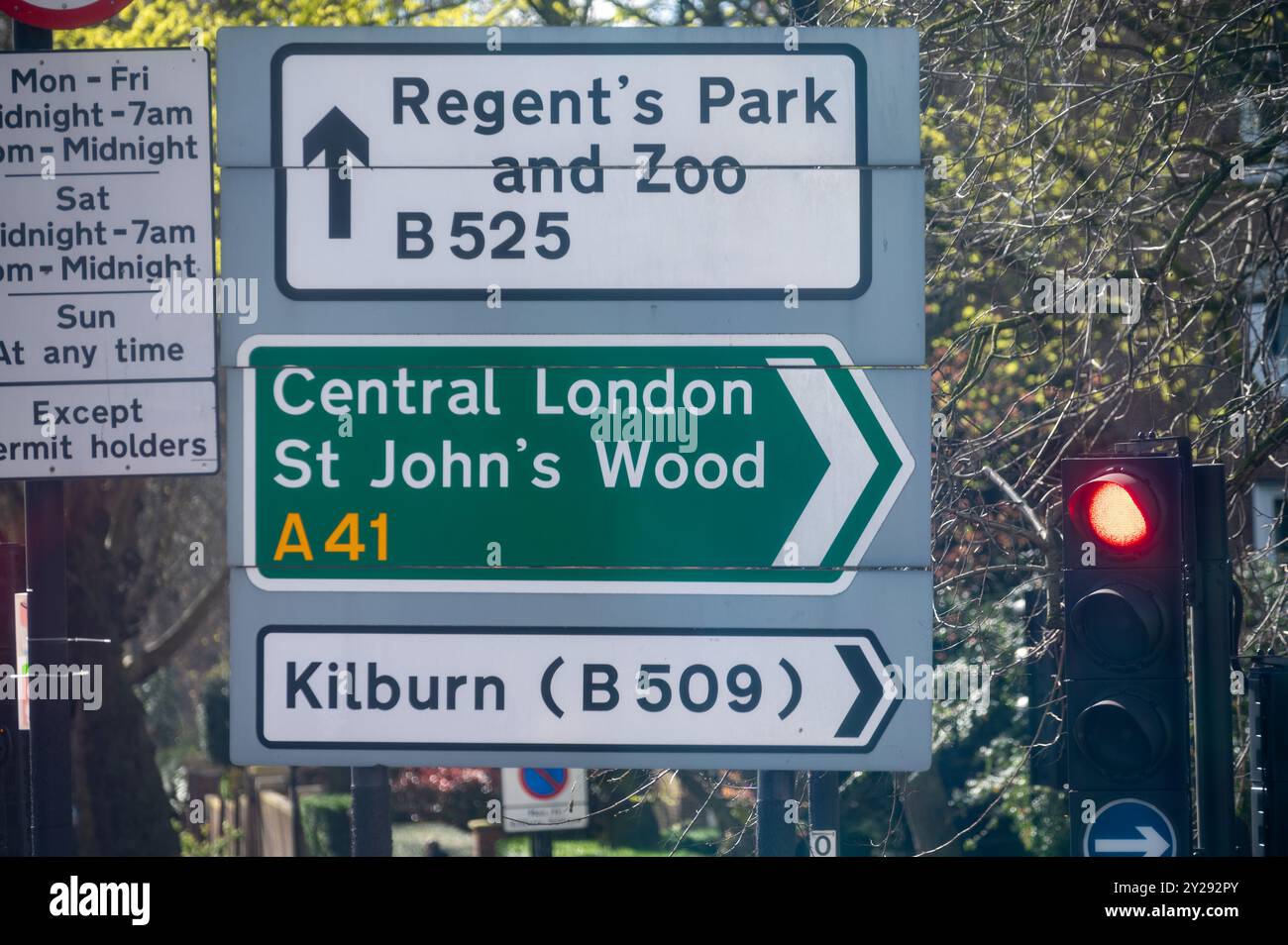 Transportation in London city, roads, road signes, street signes ...