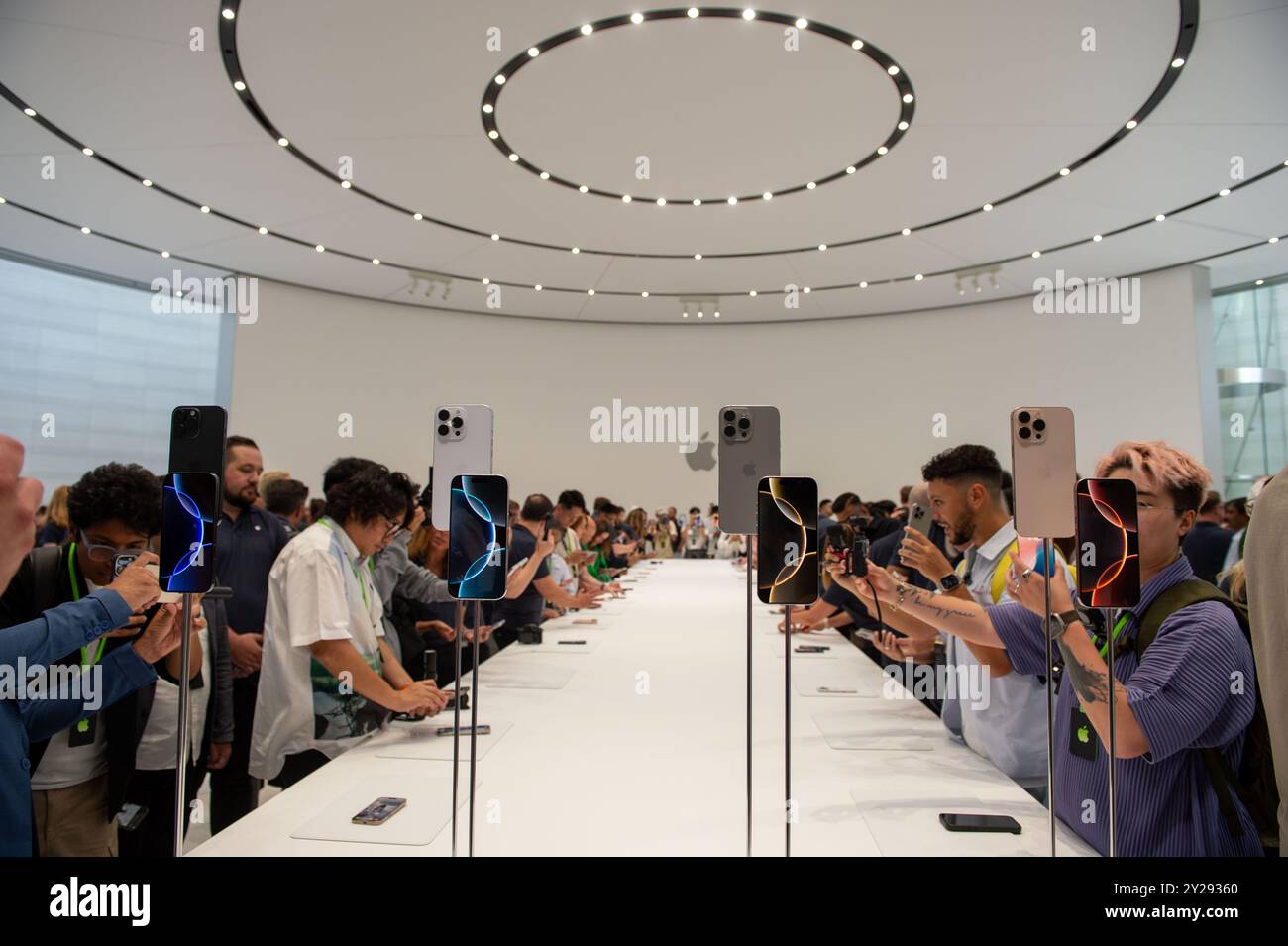 Cupertino, USA. 09th Sep, 2024. Devices of the new iPhone 16 Pro model ...