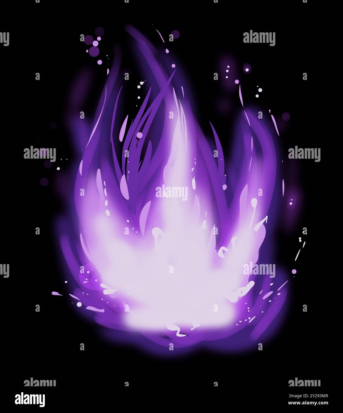 Purple flame with bright flashes illustration Stock Photo - Alamy