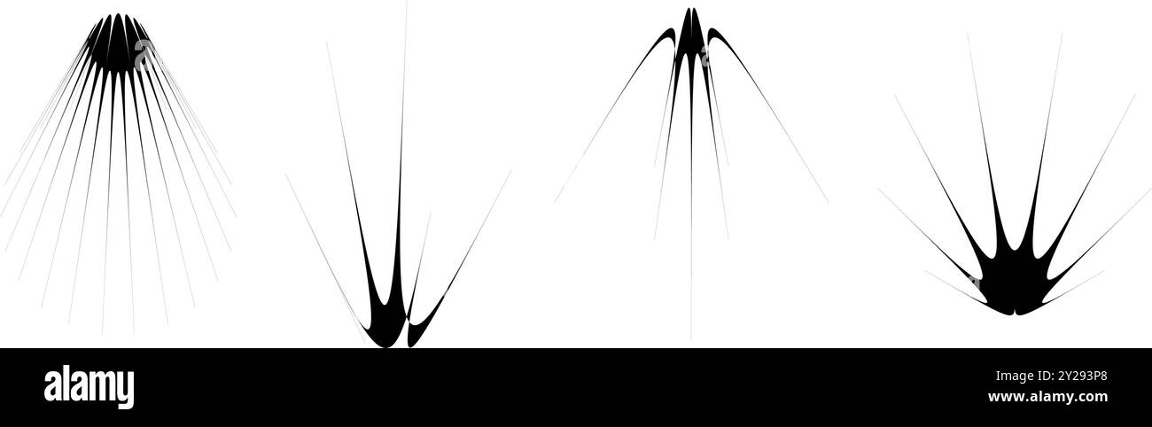 Black thin spiky thorn element set. Abstract sharp shapes and angular ...