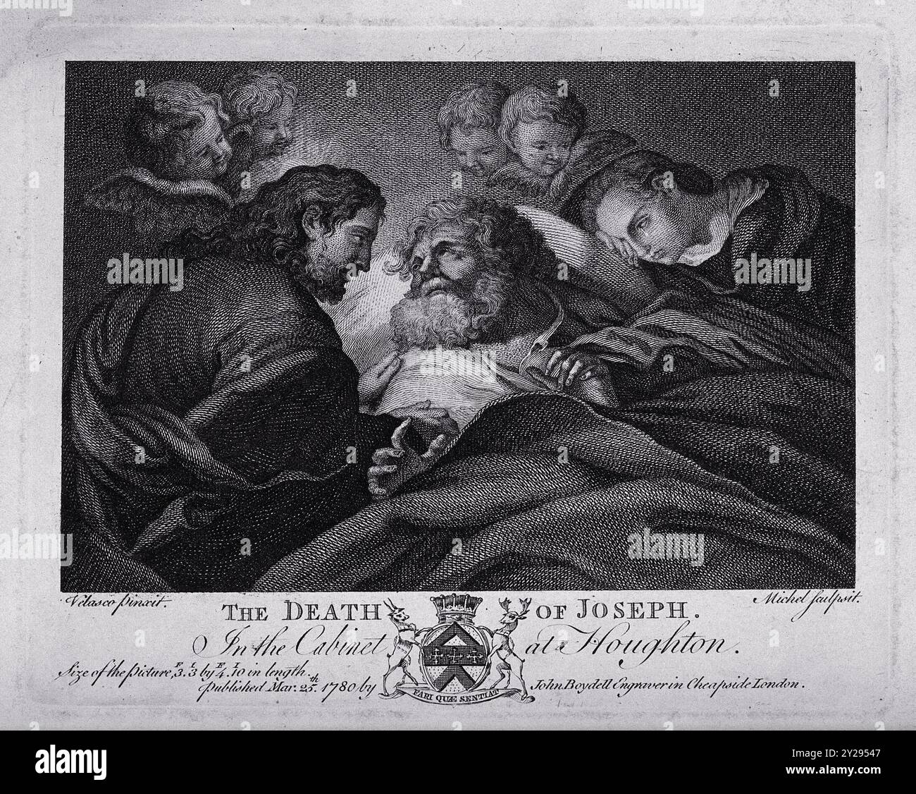 A solemn moment depicting the death of Joseph, surrounded by grieving ...