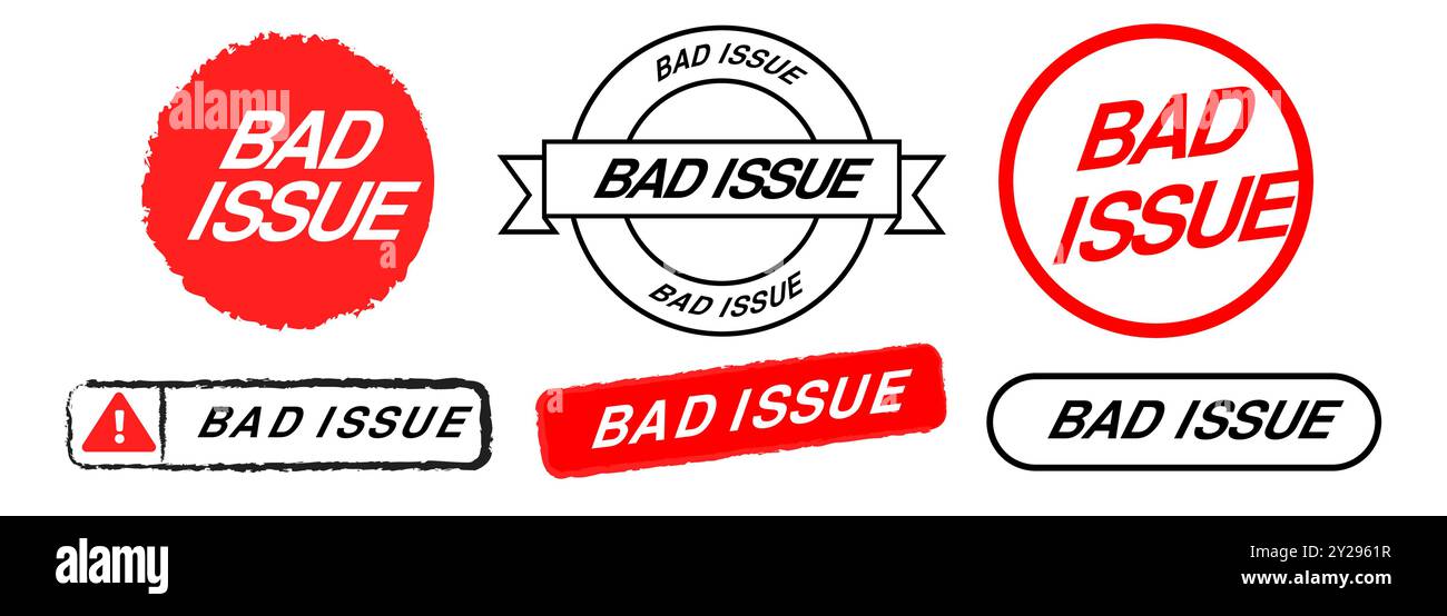 bad issue product defect reject recall warning badge sign set design ...