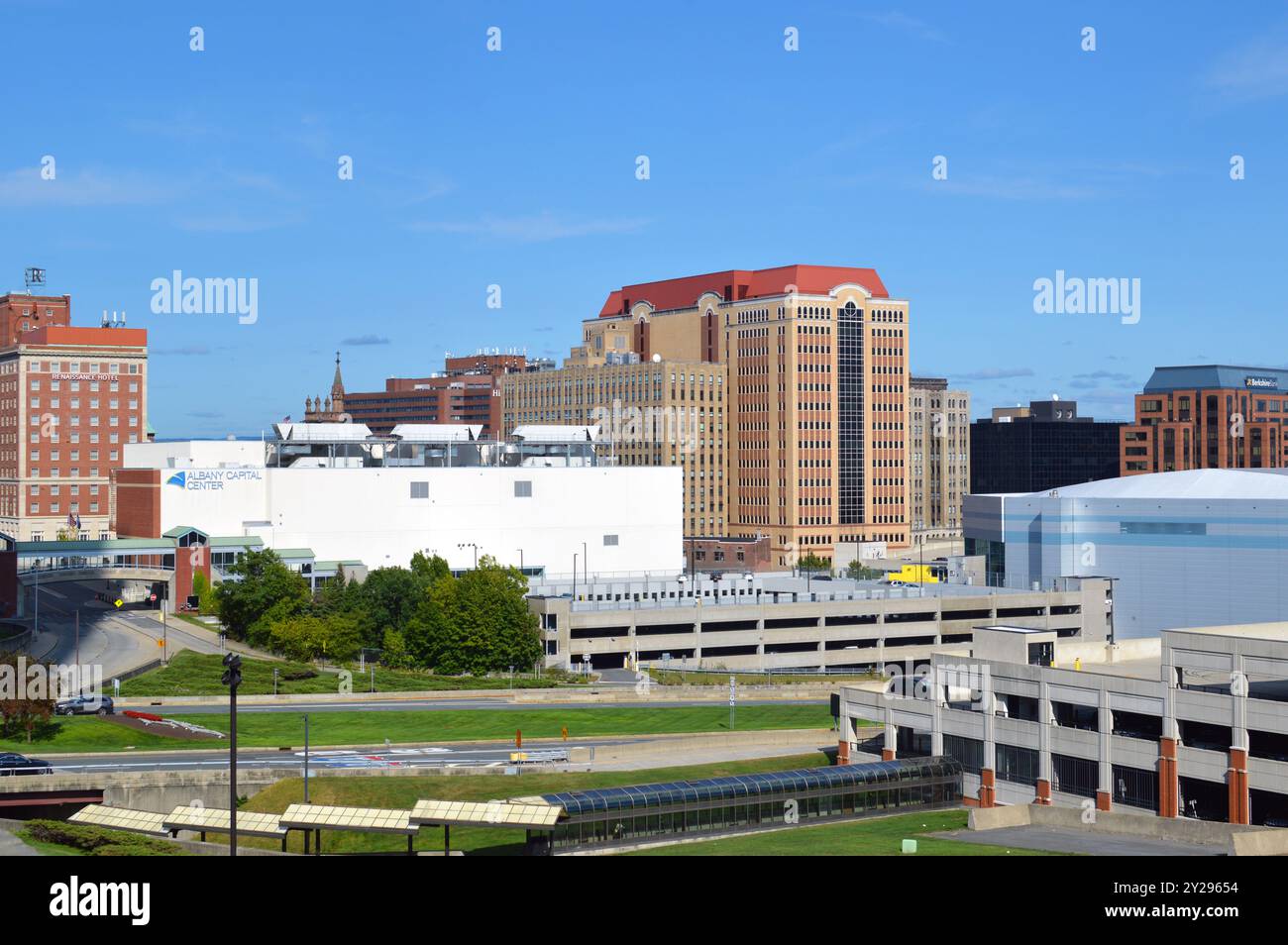 View of the downtown Albany, NY skyline including the Albany Capital ...