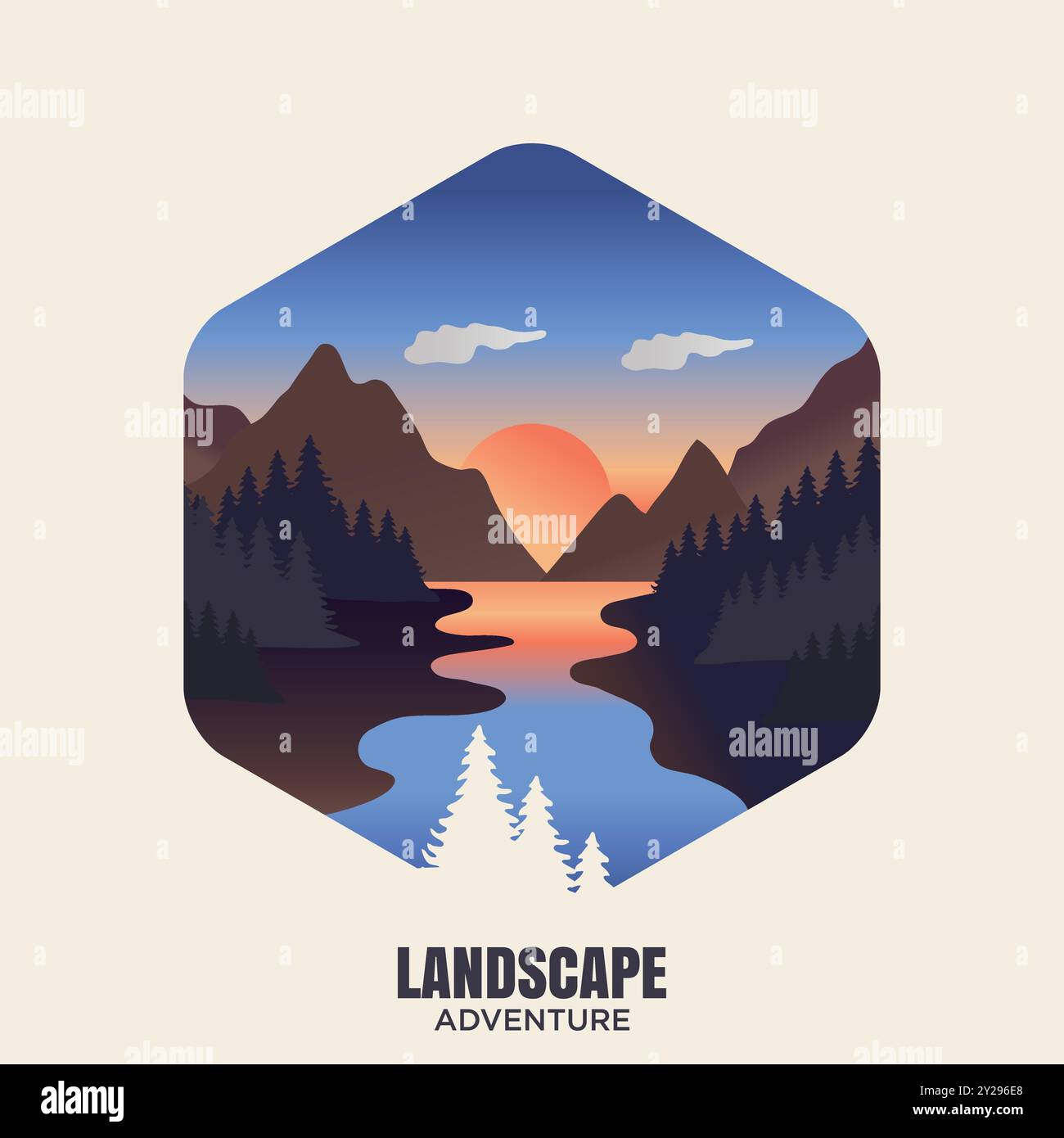 Landscape Adventure illustration. Vector landscape.Vector illustration ...