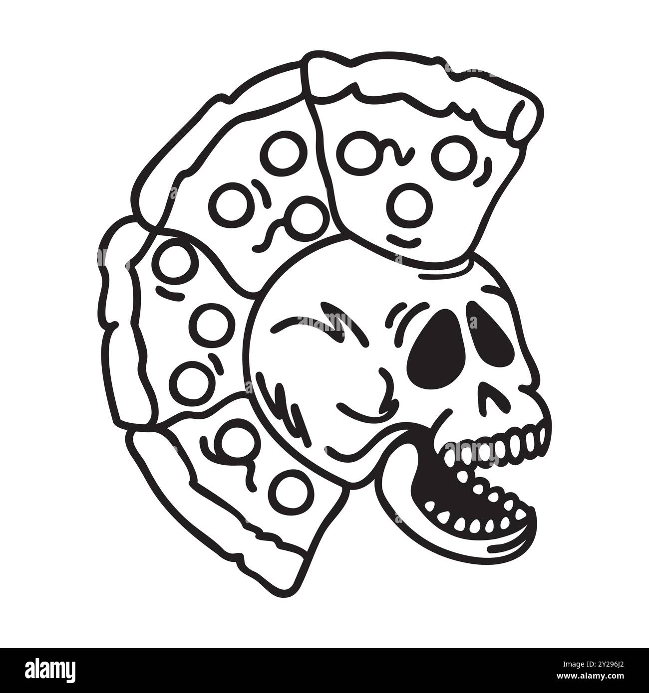 A human skull with a combination of pizza food punk style.Suitable as a ...