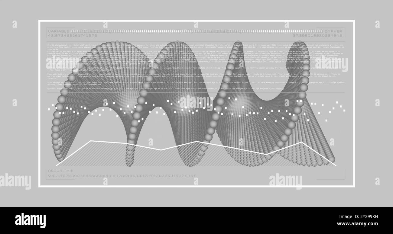 Image of digital data processing and dna strand on grey background ...