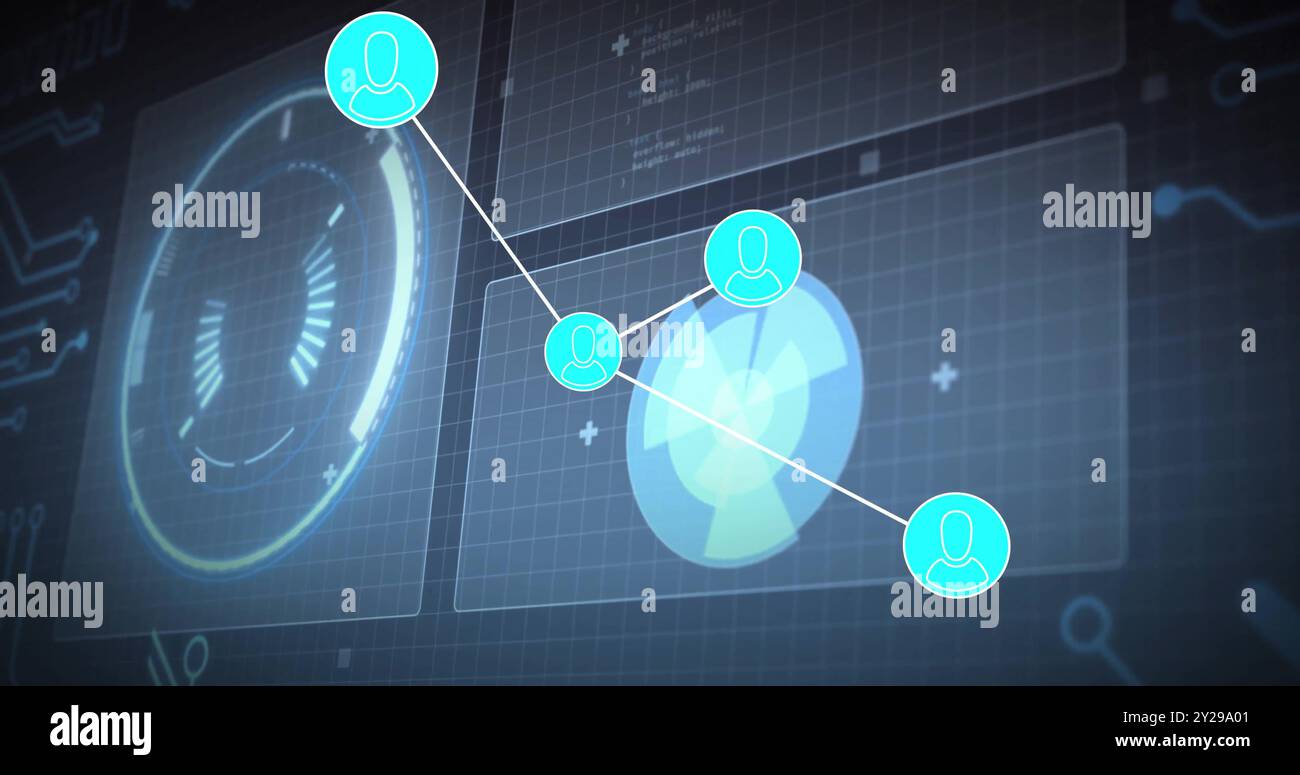 Image of digital data processing and network of connections Stock Photo ...