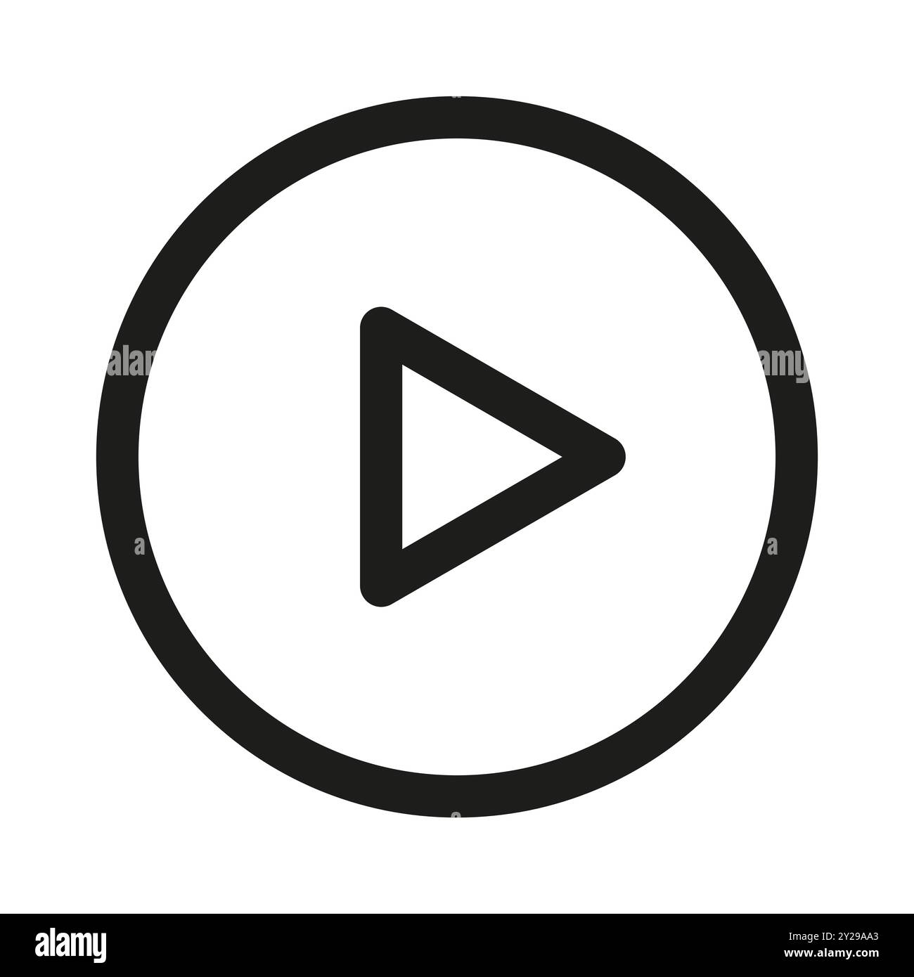 Play button icon. Minimalist triangle symbol. Circular outline. Vector ...