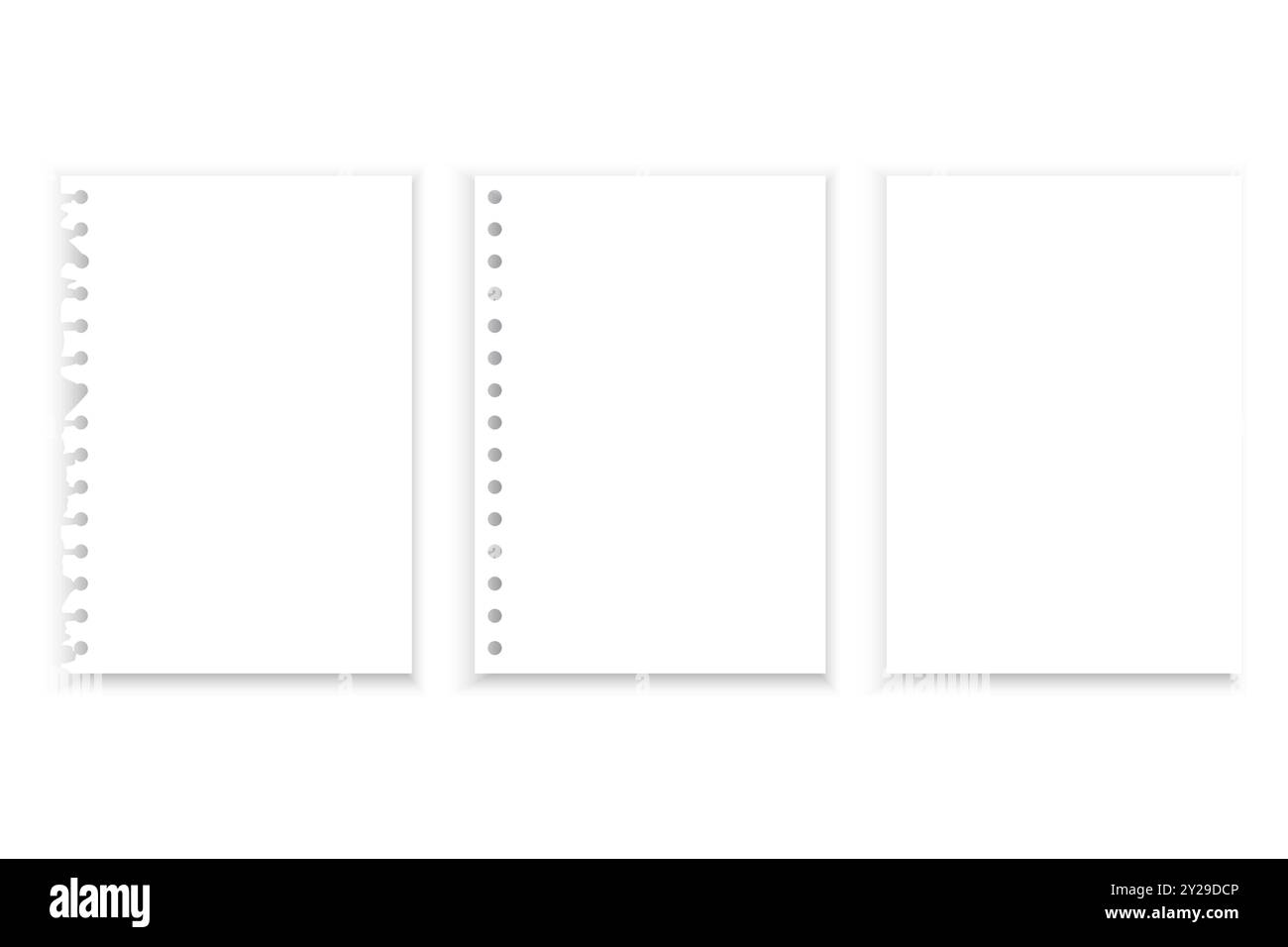 Torn notebook pages. Perforated paper sheets. Blank white background. Vector illustration Stock ...