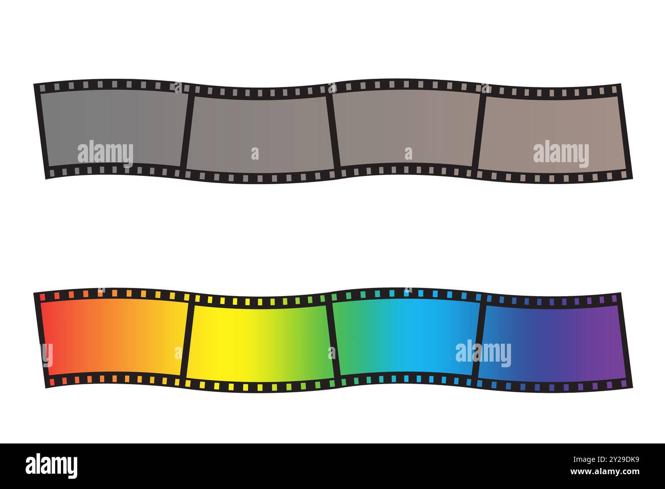 Film strip illustration. Colorful gradient film reel. Black and white ...