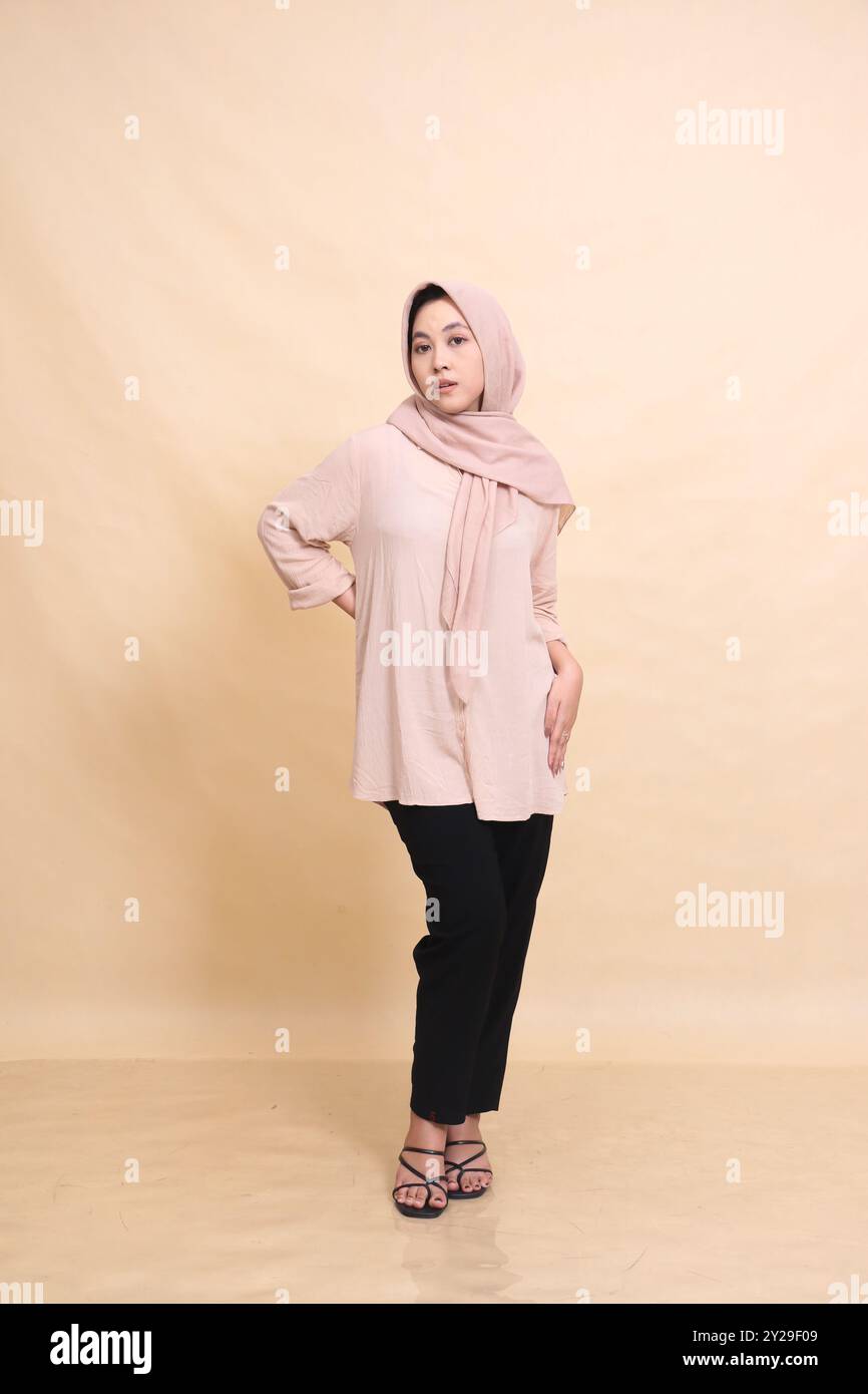 Muslim Women In Hijab Full Body Full Length Portrait Beautiful Muslim