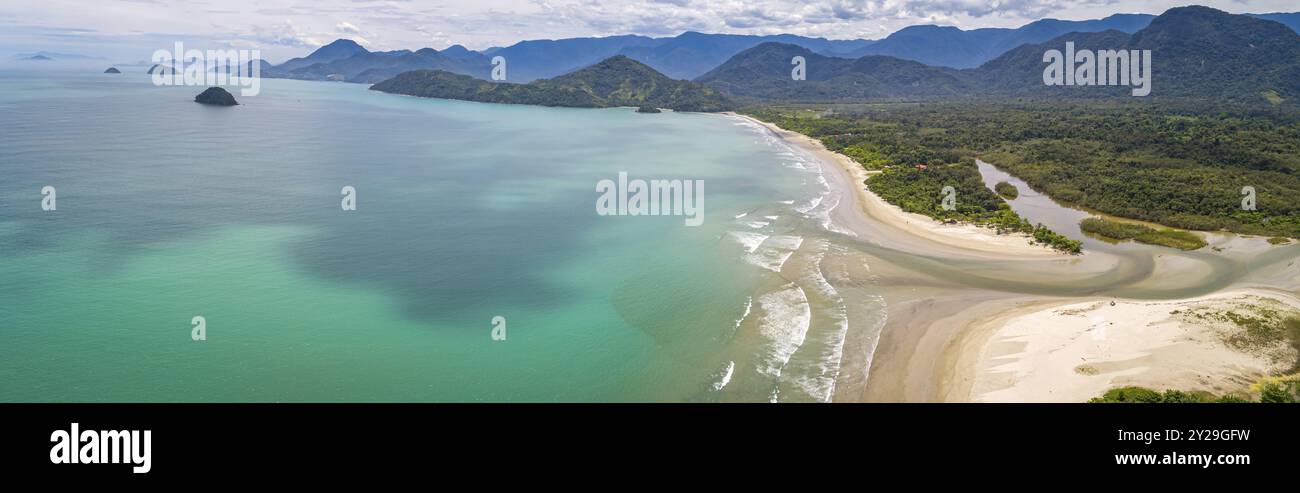 Aerial view panorama of Green Coast shoreline with turquoise water ...