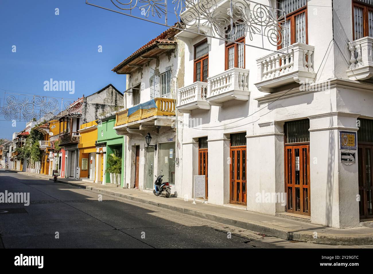 Typical traditional buildings with balconies on a sunny day in Old Town ...
