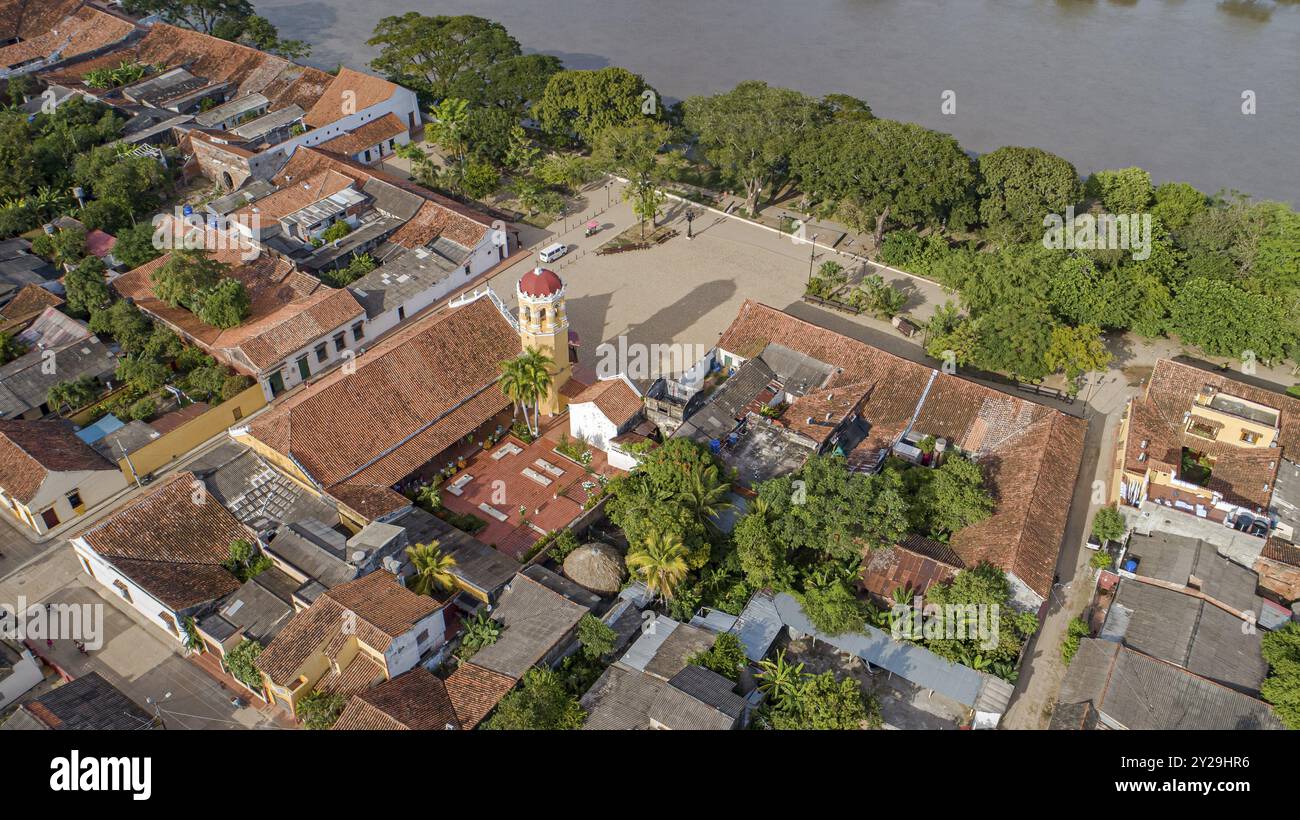 Close-up aerial view of De Santa Barbara (church of Saint Barbara) in historic town Santa Cruz ...