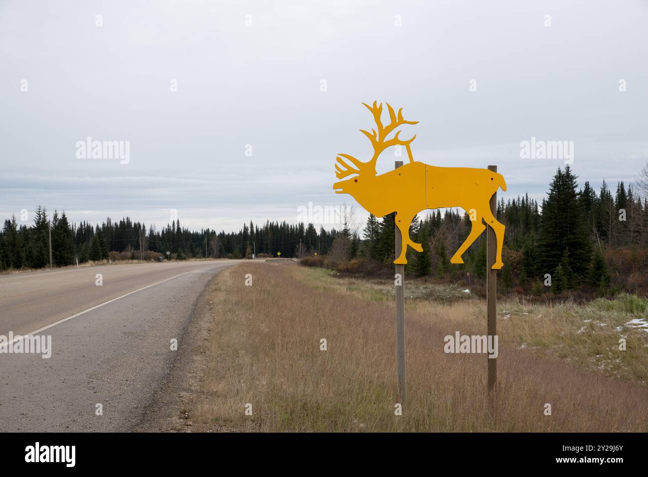 Yellowhead Highway towards Canadian Rocky Mountains at the border of ...