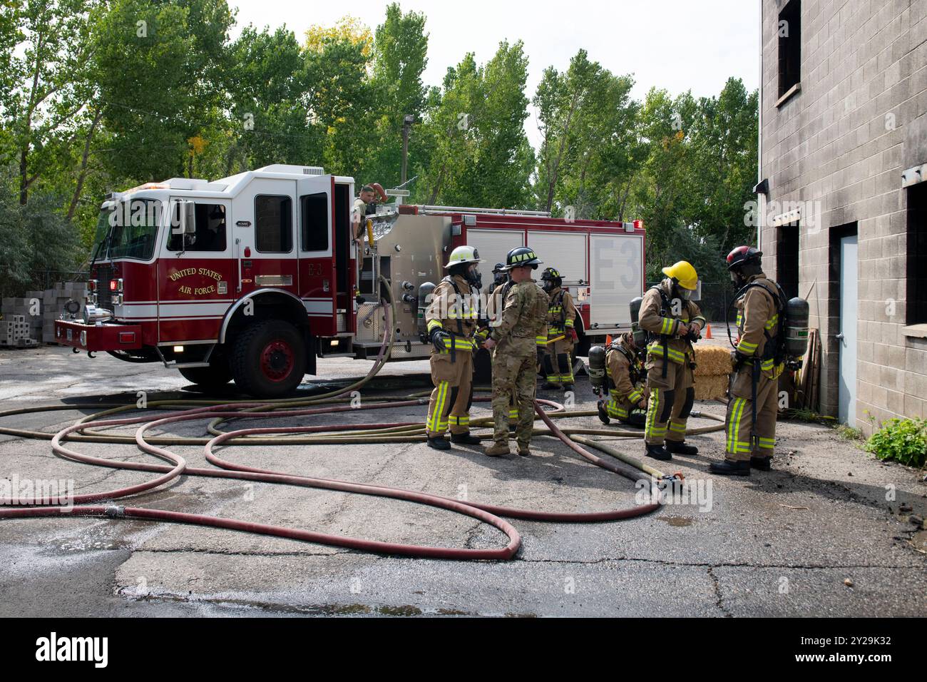 Airmen from the 419th Civil Engineering Squadron Fire Flight conduct ...