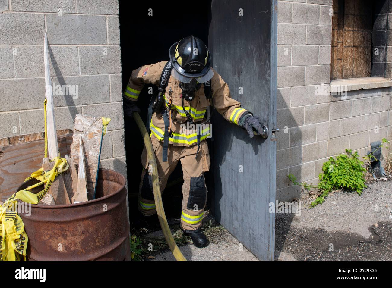 Airmen from the 419th Civil Engineering Squadron Fire Flight conduct ...