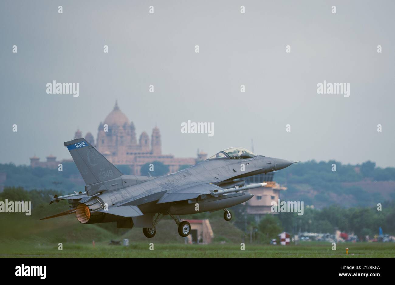 A 148th Fighter Squadron F-16 Fighting Falcon takes off during Tarang ...