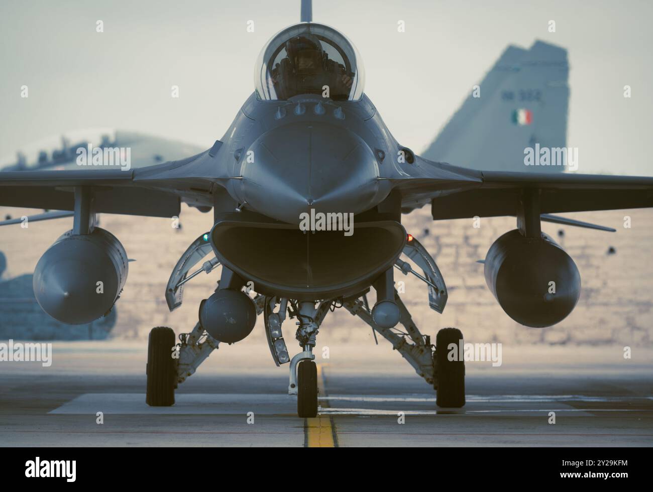 A 148th Fighter Squadron F-16 Fighting Falcon prepares for takeoff ...