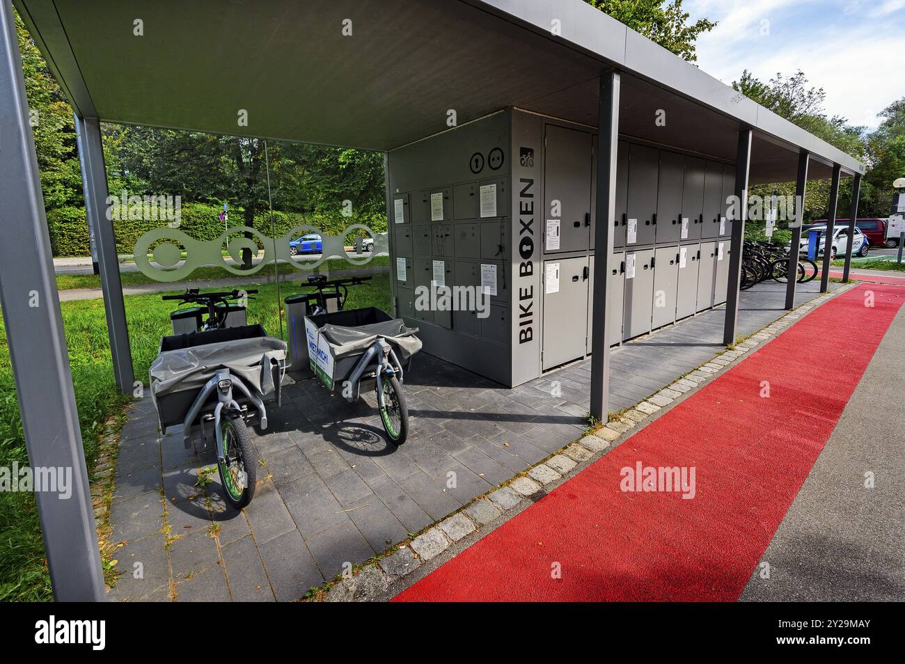 Bike boxes and hire bikes, Kempten, Allgaeu, Bavaria, Germany, Europe ...