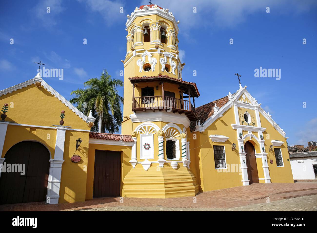 View to beautiful historic Church Santa Barbara (Iglesia de Santa ...