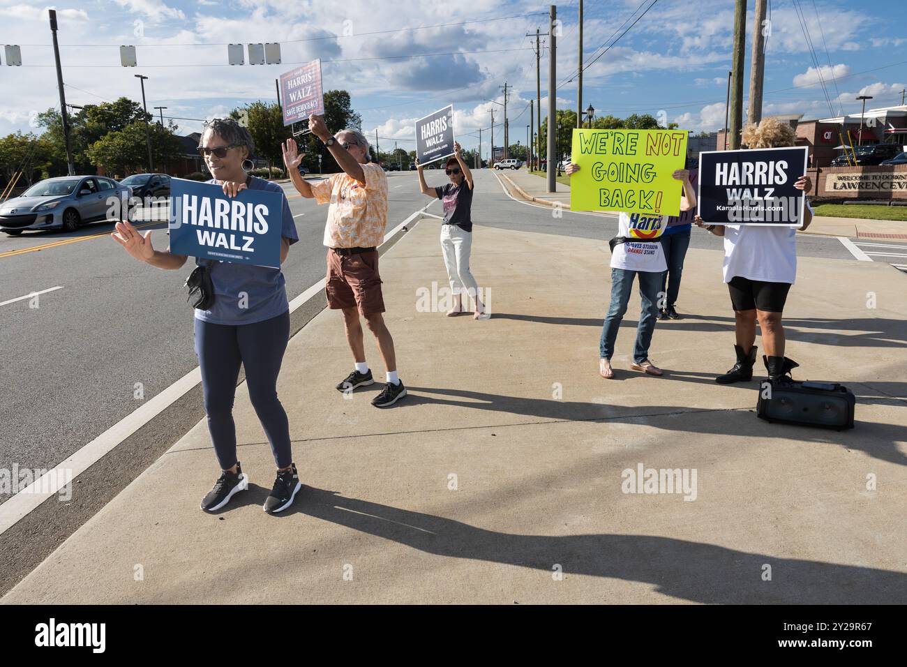 Lawrenceville, GA / USA - September 5, 2024: Activists hold campaign ...
