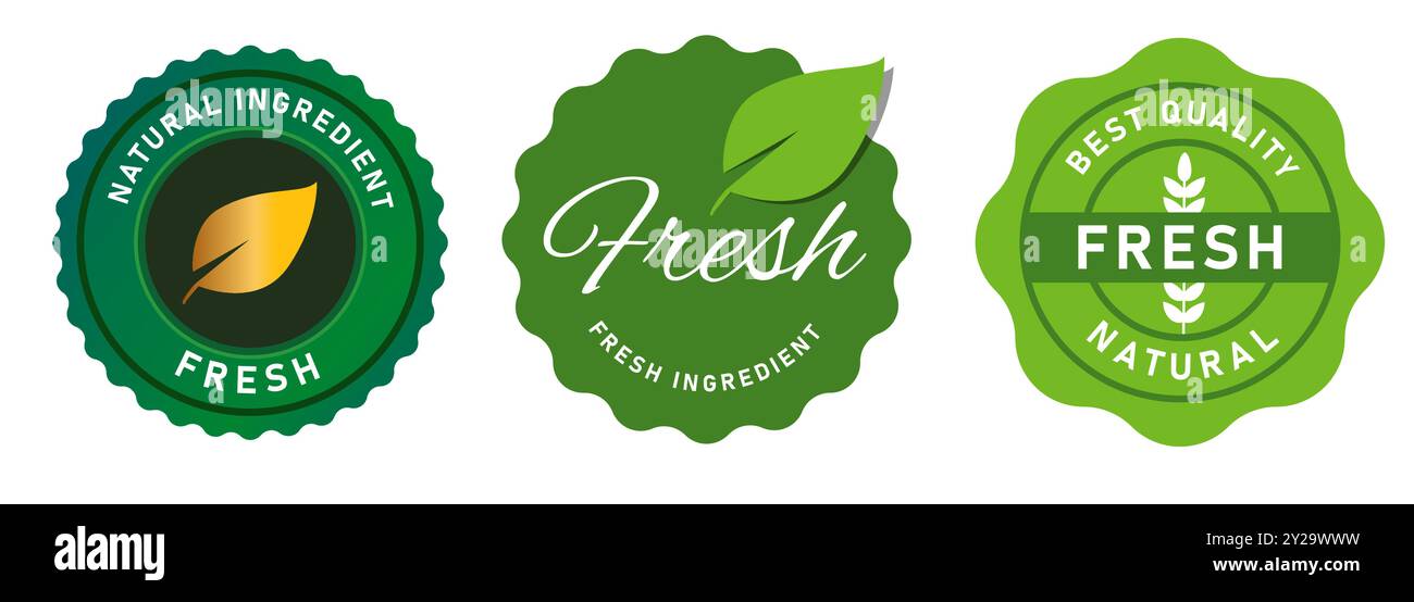 Fresh ingredients vegetable organic stamp badge green sticker sign ...