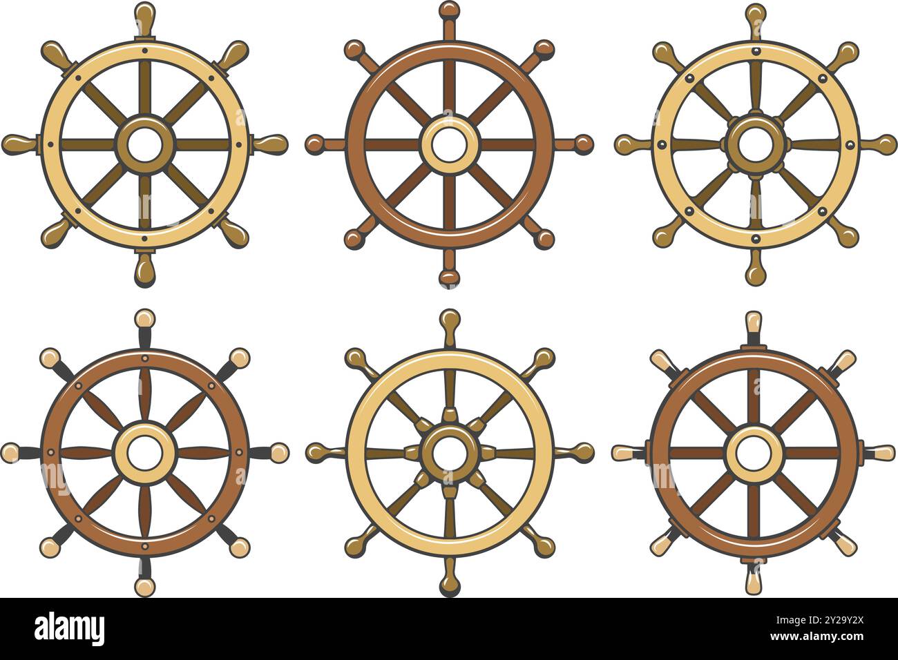 Cartoon wooden ship wheel set Stock Vector Image & Art - Alamy