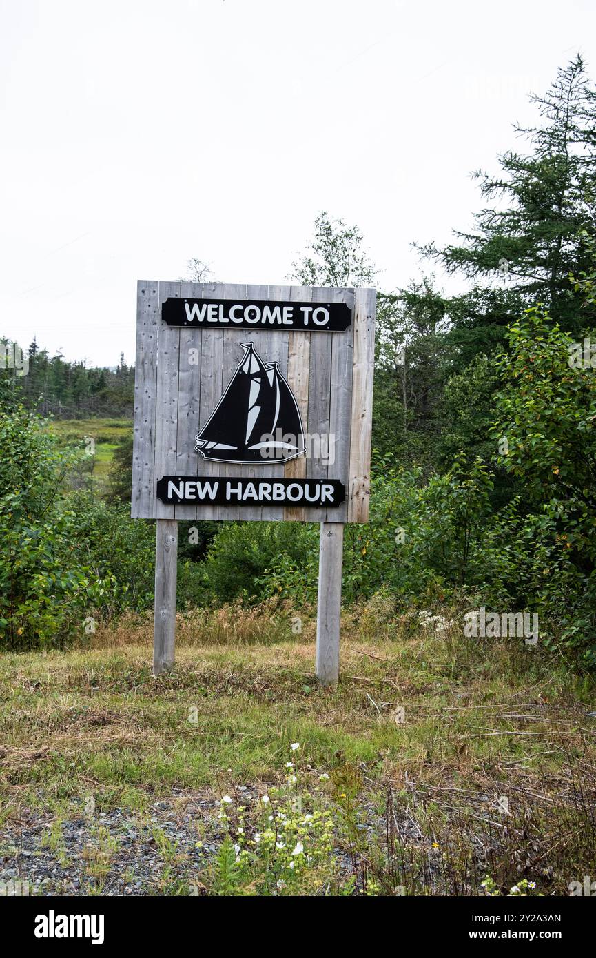 Welcome to New Harbour sign on NL 80 in Newfoundland & Labrador, Canada ...