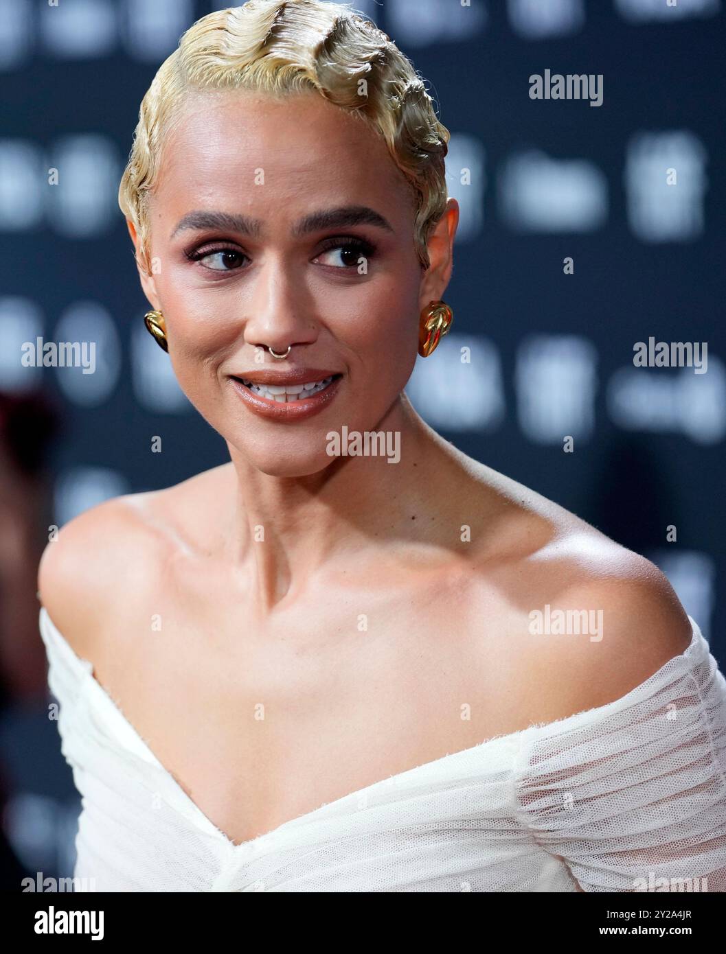 Nathalie Emmanuel poses at the premiere of the film "Megalopolis" at ...