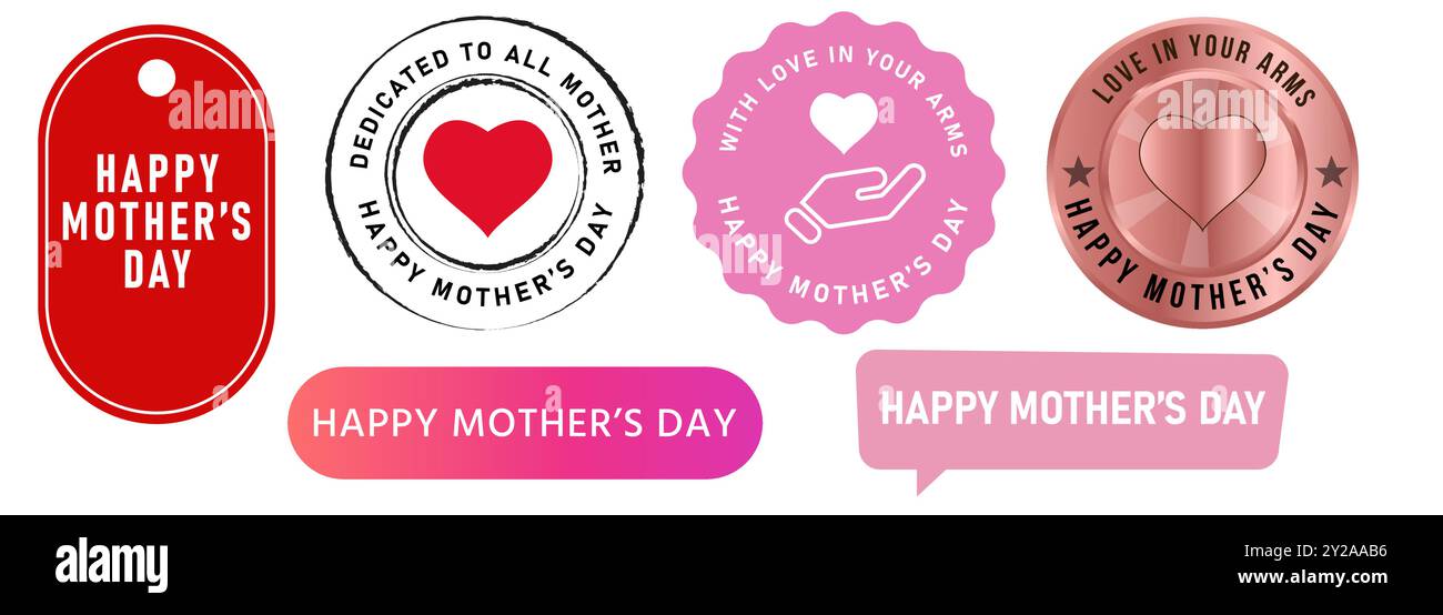 Happy mother s day stamp pink sticker badge celebration mom ...