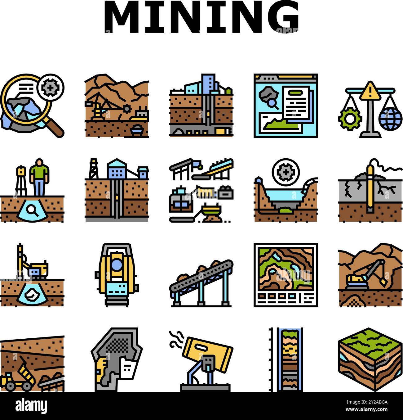 mining engineer geology icons set vector Stock Vector Image & Art - Alamy