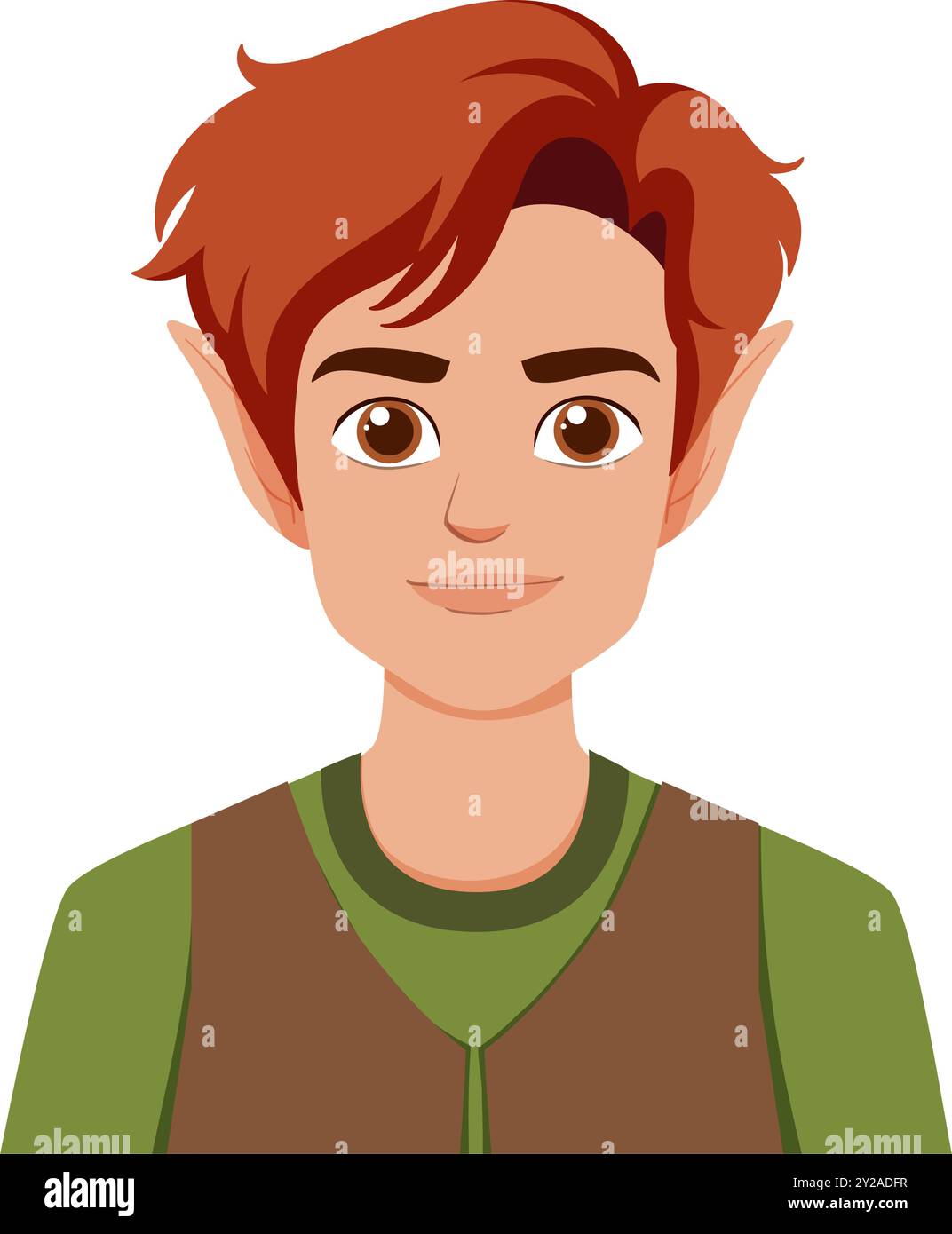 Smiling elf with red hair and green outfit Stock Vector Image & Art - Alamy