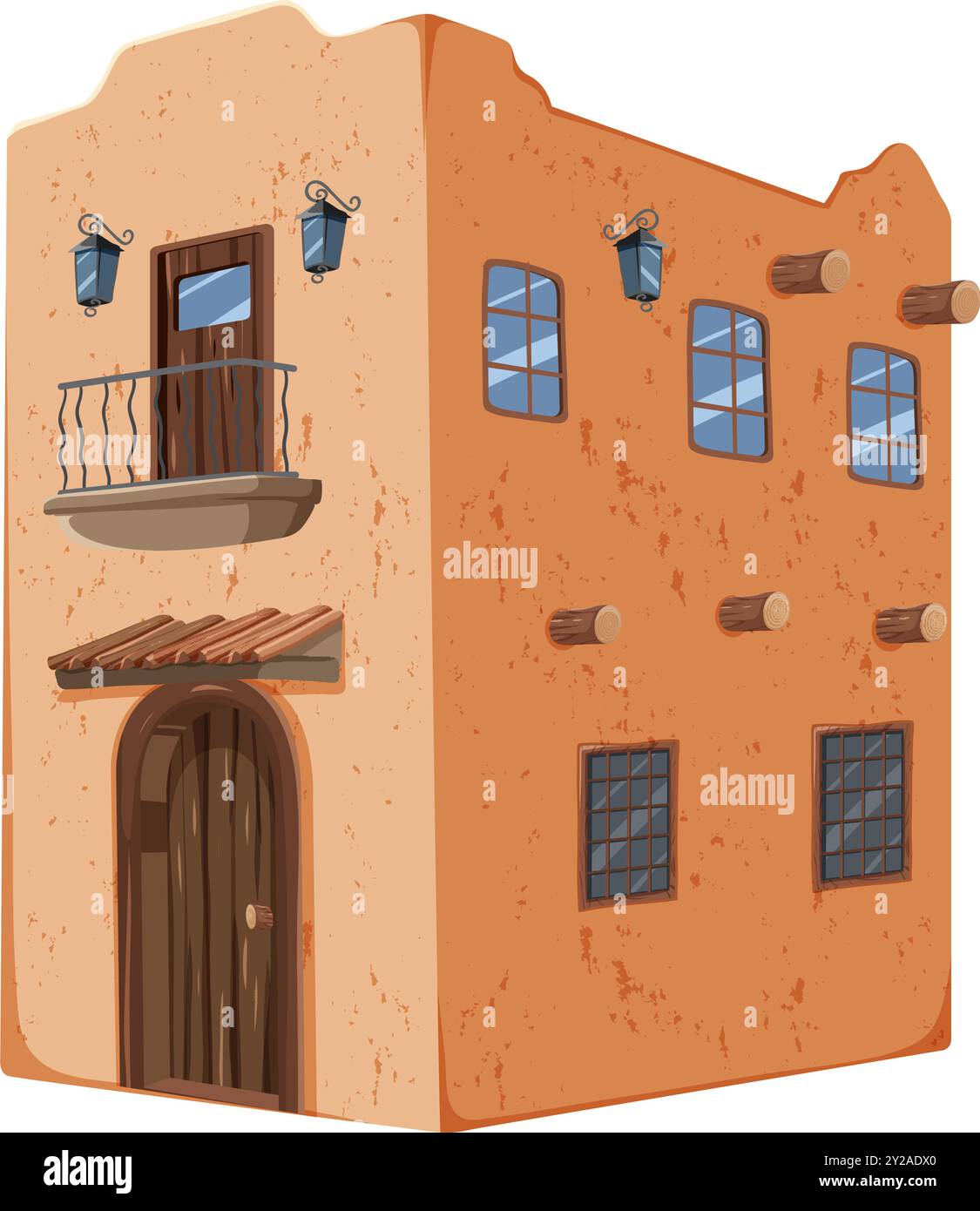 Illustration of a classic Mexican adobe house Stock Vector Image & Art ...