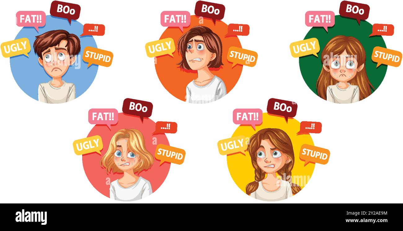 Illustration of children facing verbal bullying Stock Vector Image ...