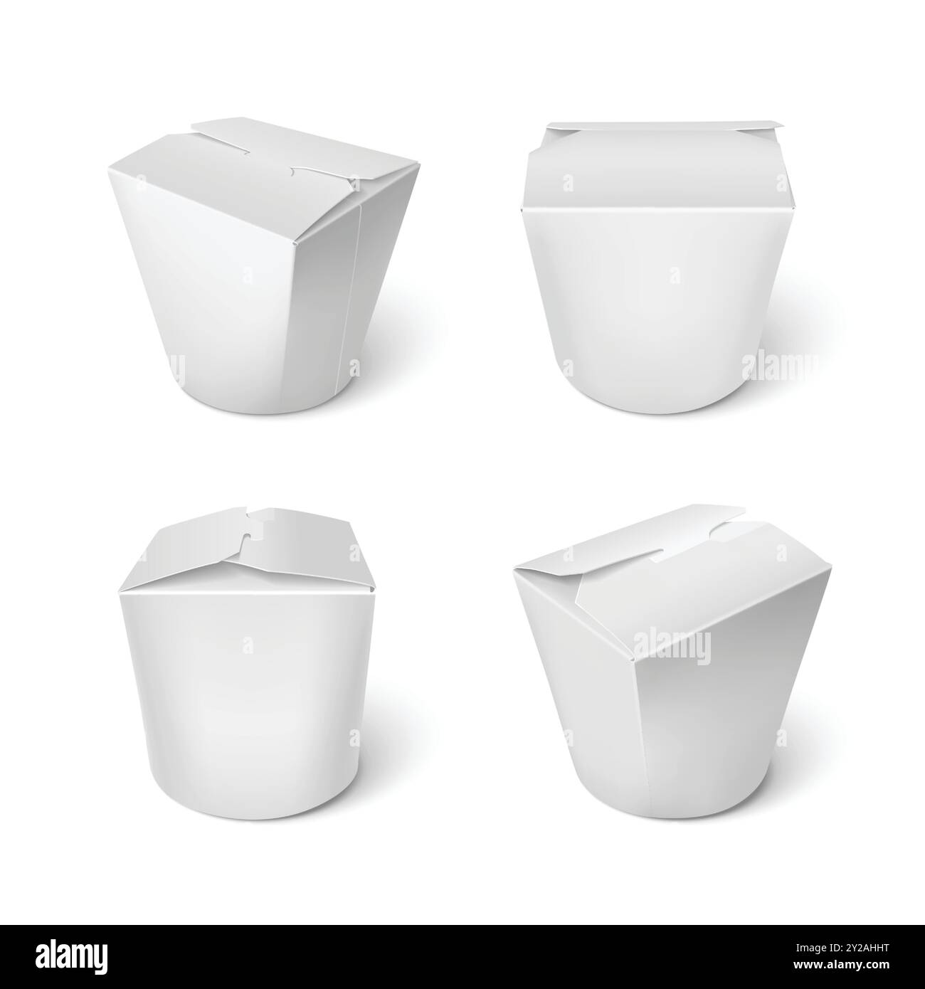 Chinese food take away box. White noodle package mockup. 3d takeaway ...