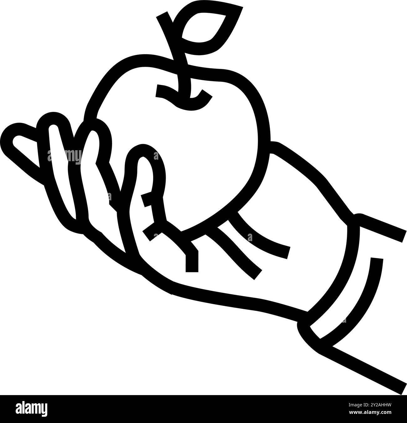 apple picking autumn line icon vector illustration Stock Vector Image ...