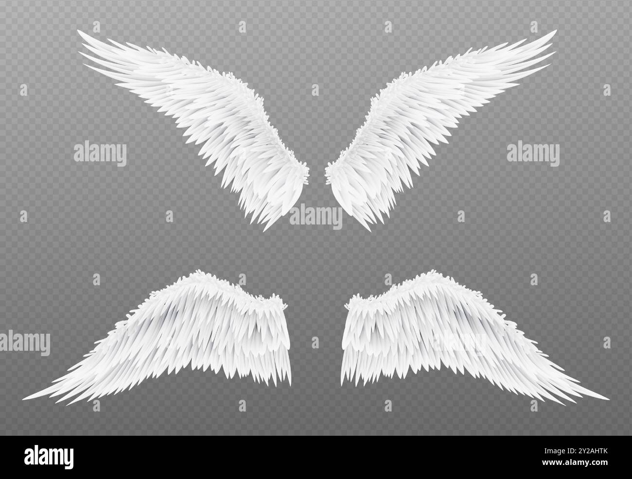 3d white realistic angel wing isolated vector icon. Fantasy bird ...
