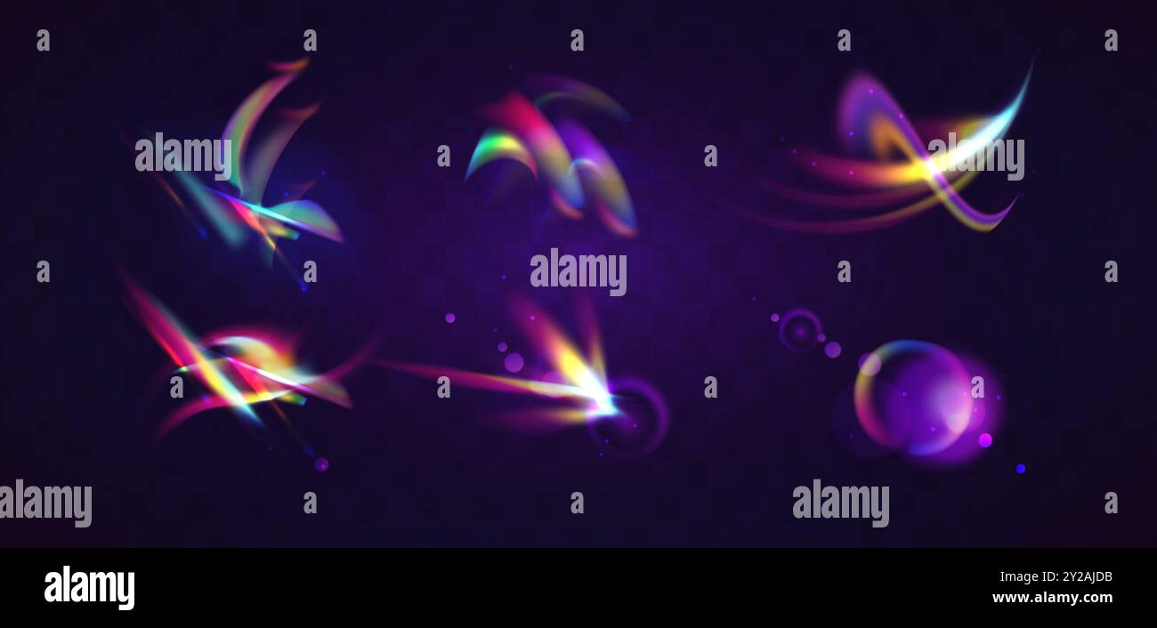 Crystal light flare and rainbow prism shine effect. Diamond lens ...