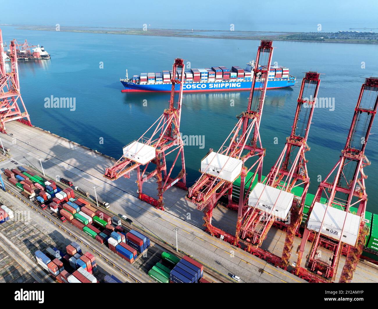 LIANYUNGANG, CHINA - SEPTEMBER 10, 2024 - The cargo ship docks at the ...