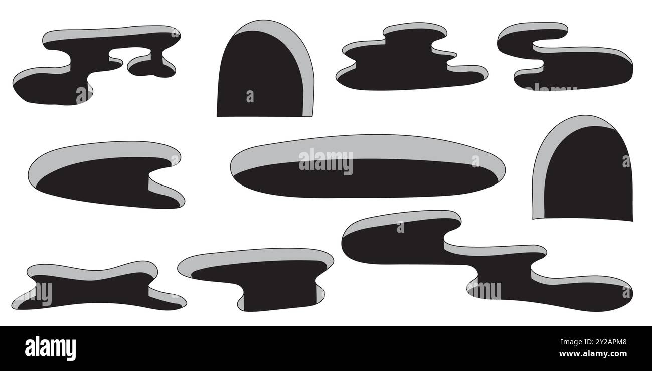 Cleft in the ground and a hole in the floor. Different shapes holes ...