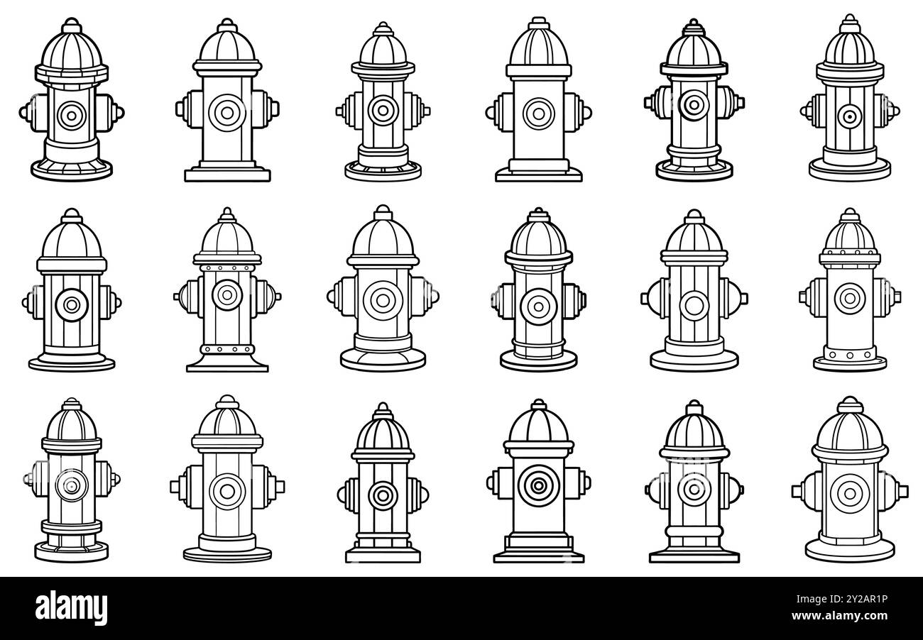 Fire hydrant icon. Set of fire hydrant icons isolated on white ...