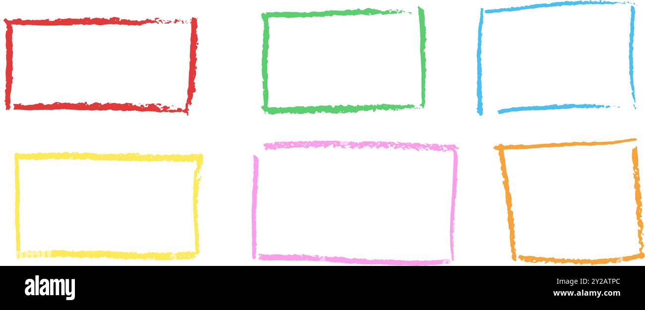 Set of wax pencil hand drawn frames. Collection of writing by children ...