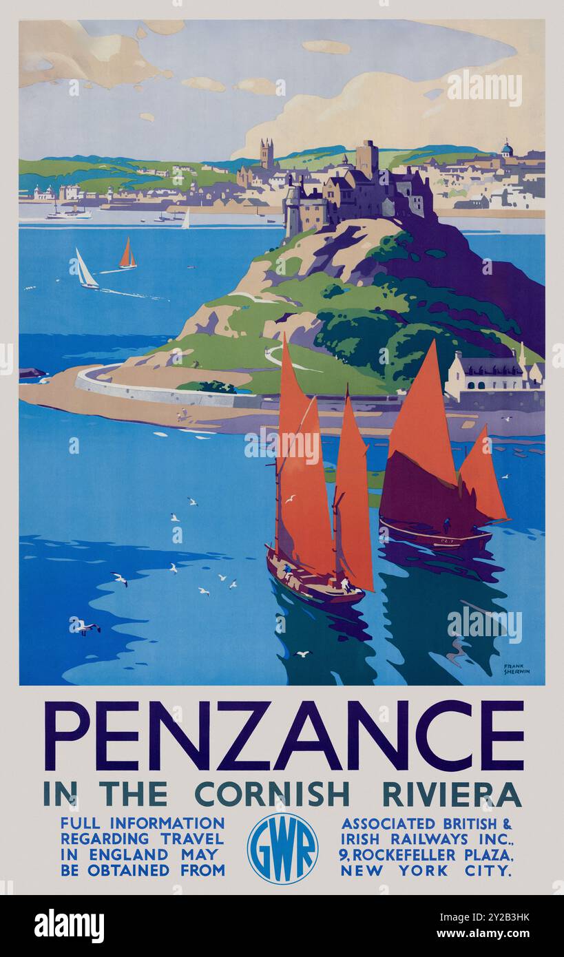Penzance in the Cornish Riviera by Frank Sherwin (1896-1986). Poster ...
