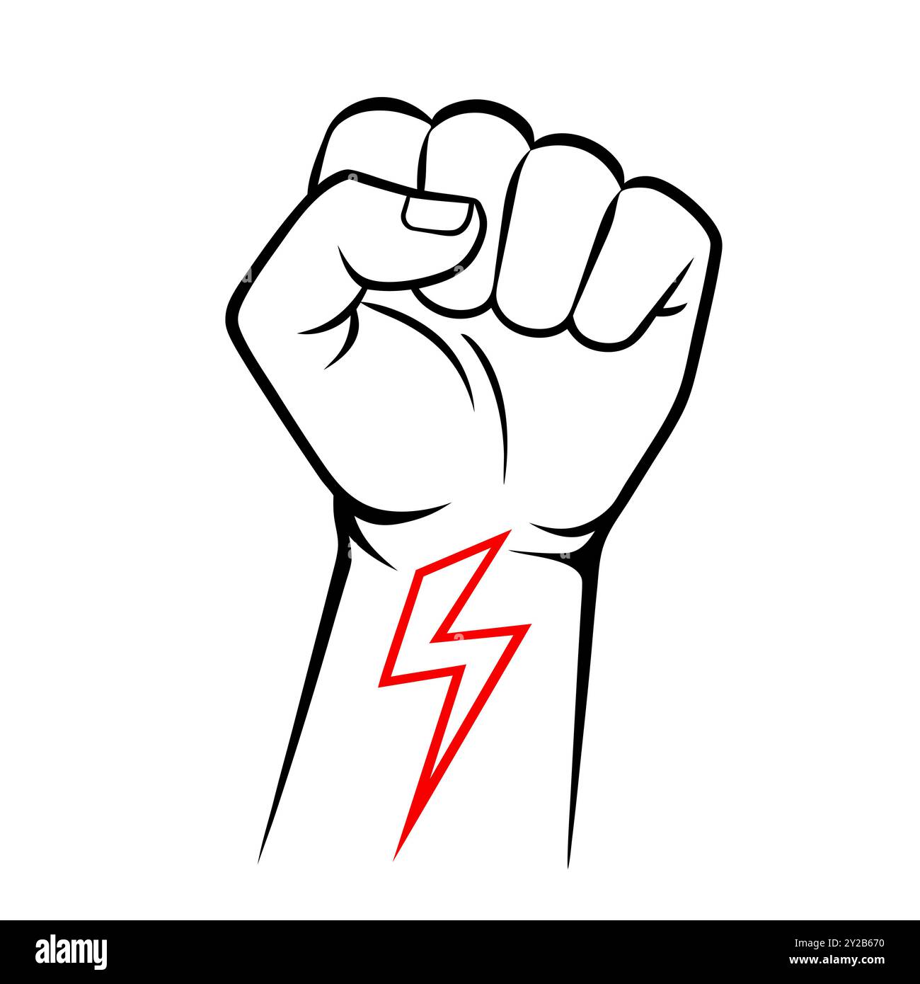 Protest fist with lightning. People protesting for human rights ...